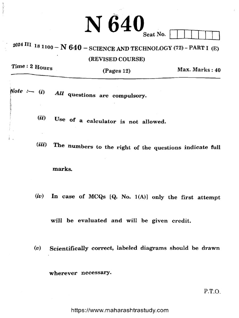 Mh Board Class 10 Science and Technology 72 n 640 2024 | PDF