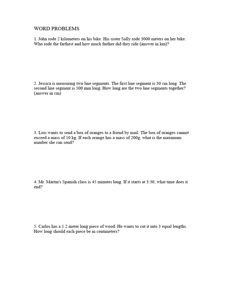 Word Problems | PDF
