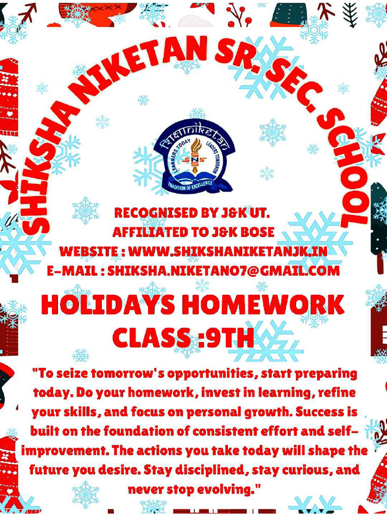 Holiday Homework 9th Class | PDF