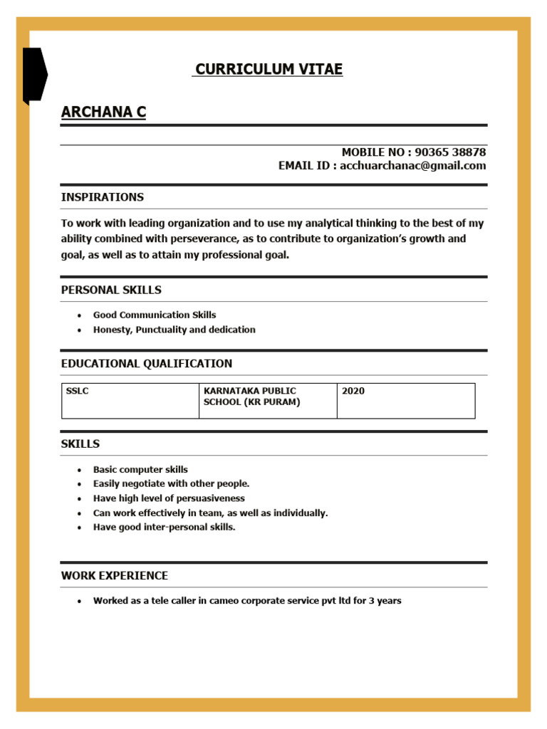 Archana c (Resume PDF File) | PDF