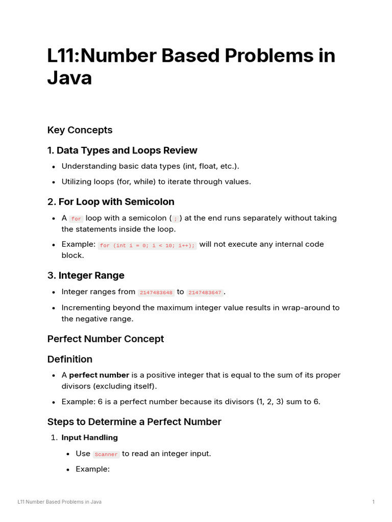 L11Number Based Problems in Java | PDF | Computer Programming ...