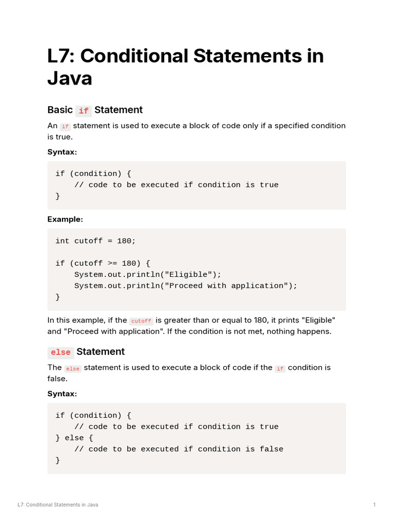 3d255468-9c75-4ace-b5f2-dceaae68e84e_L7_Conditional_Statements_in_Java | PDF | Computer ...