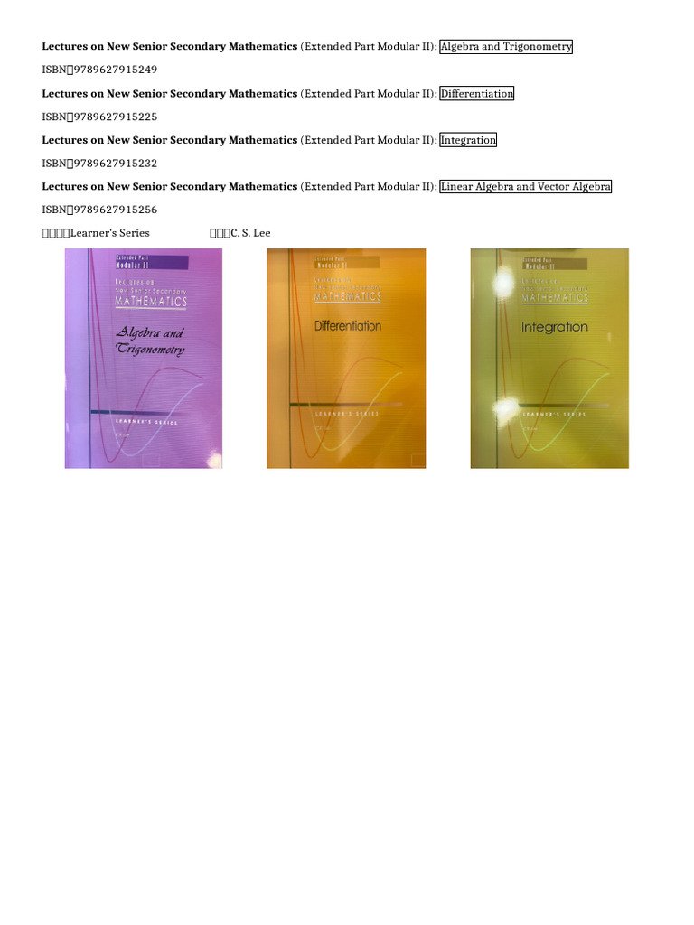 Lectures On New Senior Secondary Mathematics | PDF