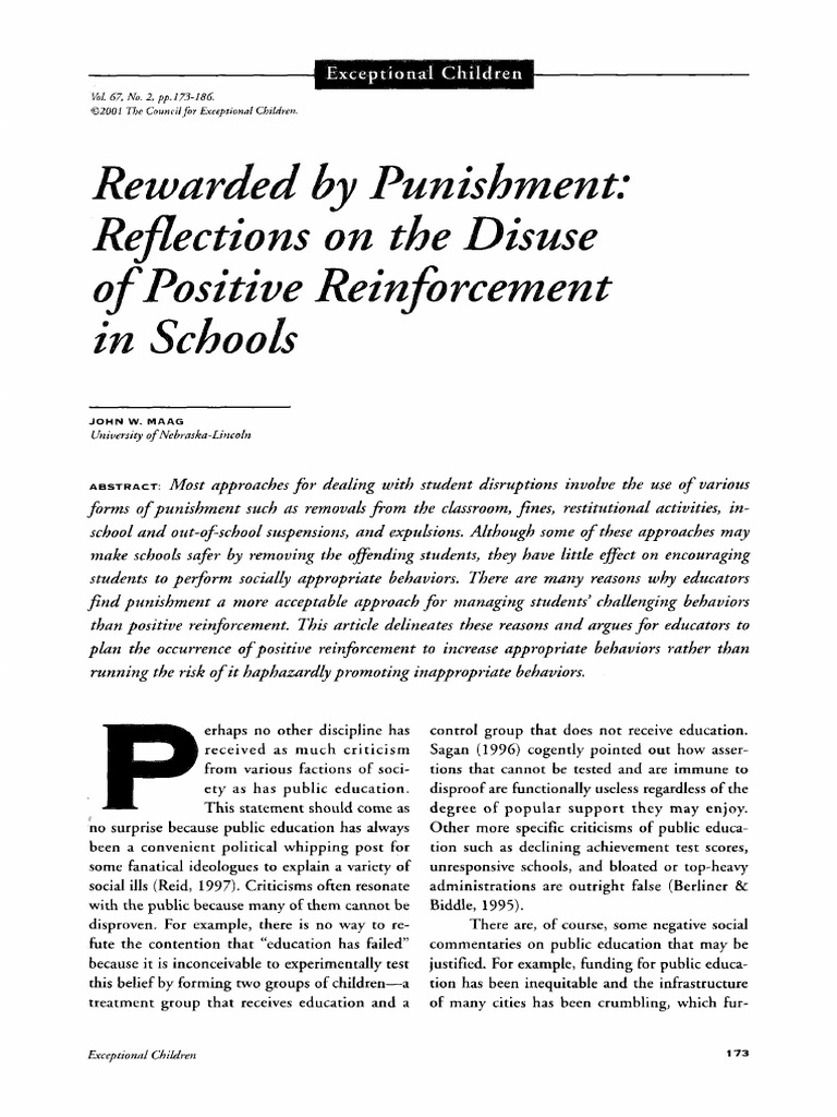 Positive Reinforcement in Education | PDF | Reinforcement | Punishments