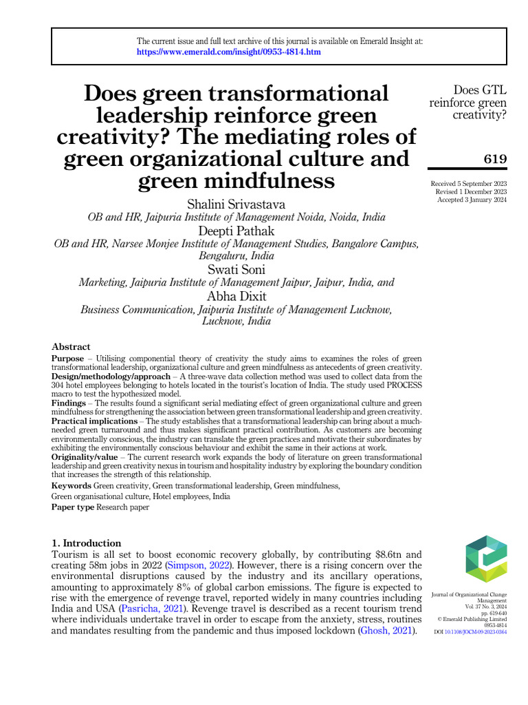 Does Green Transformation | PDF | Creativity | Leadership