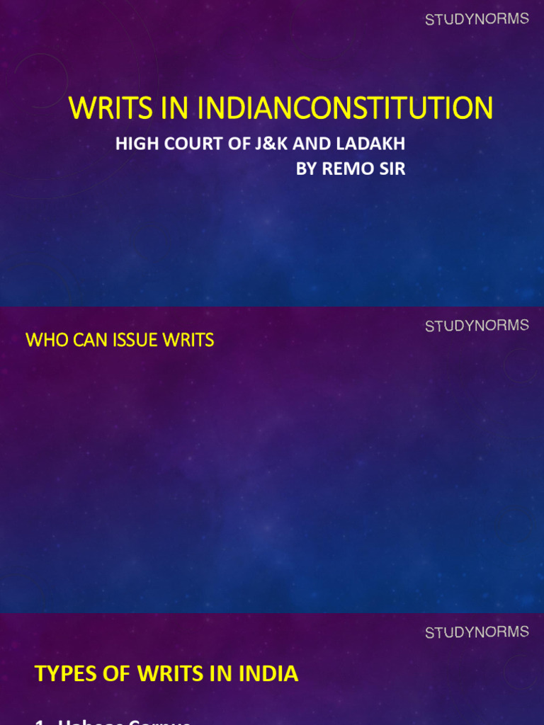 Types of Writs in Indian Constitution | PDF
