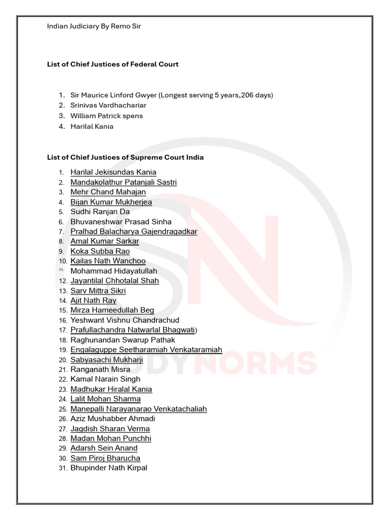 List of Indian Chief Justices | PDF