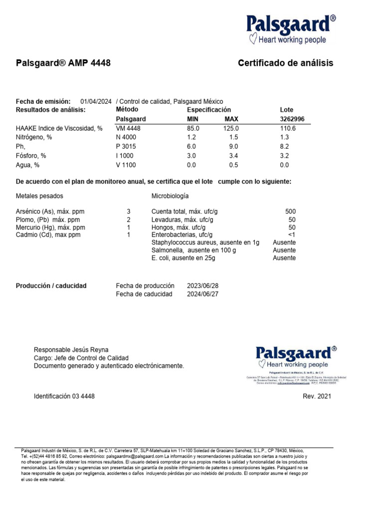 Palsgaard AMP 4448 01.04.2024 1 | PDF | Elementos metálicos | Rieles
