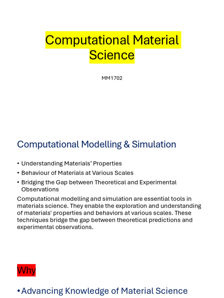Why Computational Material Science | PDF | Computational Chemistry | Molecular Dynamics