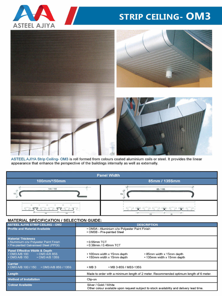 Ajiya Strip Steel Ceiling | PDF