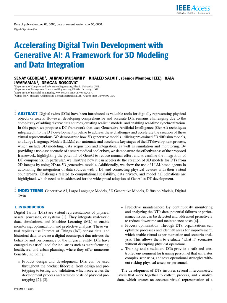 Accelerating Digital Twin Development With Generative AI A Framework For 3D Modeling and Data ...