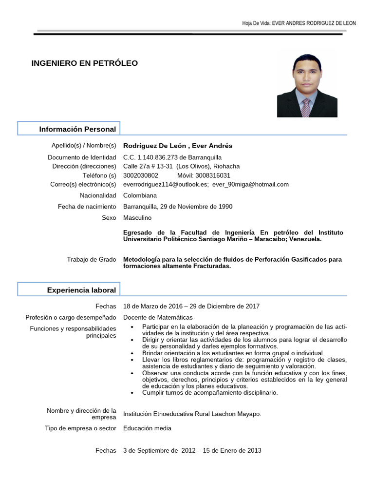 CV Ever Rodriguez Nuevo 1 | PDF | Ingeniería | Venezuela