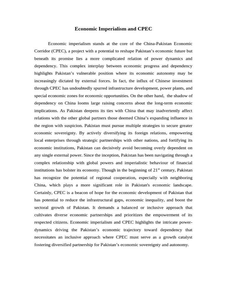 Economic Imperialism and CPEC | PDF