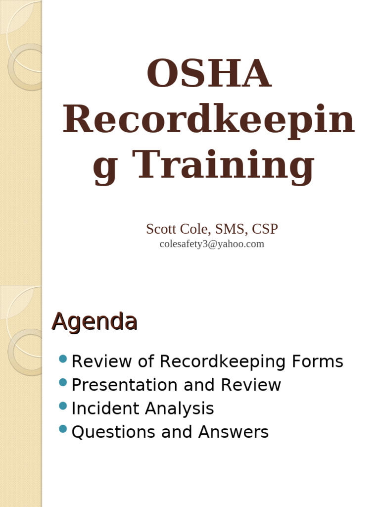 OSHA Recordkeeping Training | PDF | Tuberculosis | Occupational Safety And Health Administration