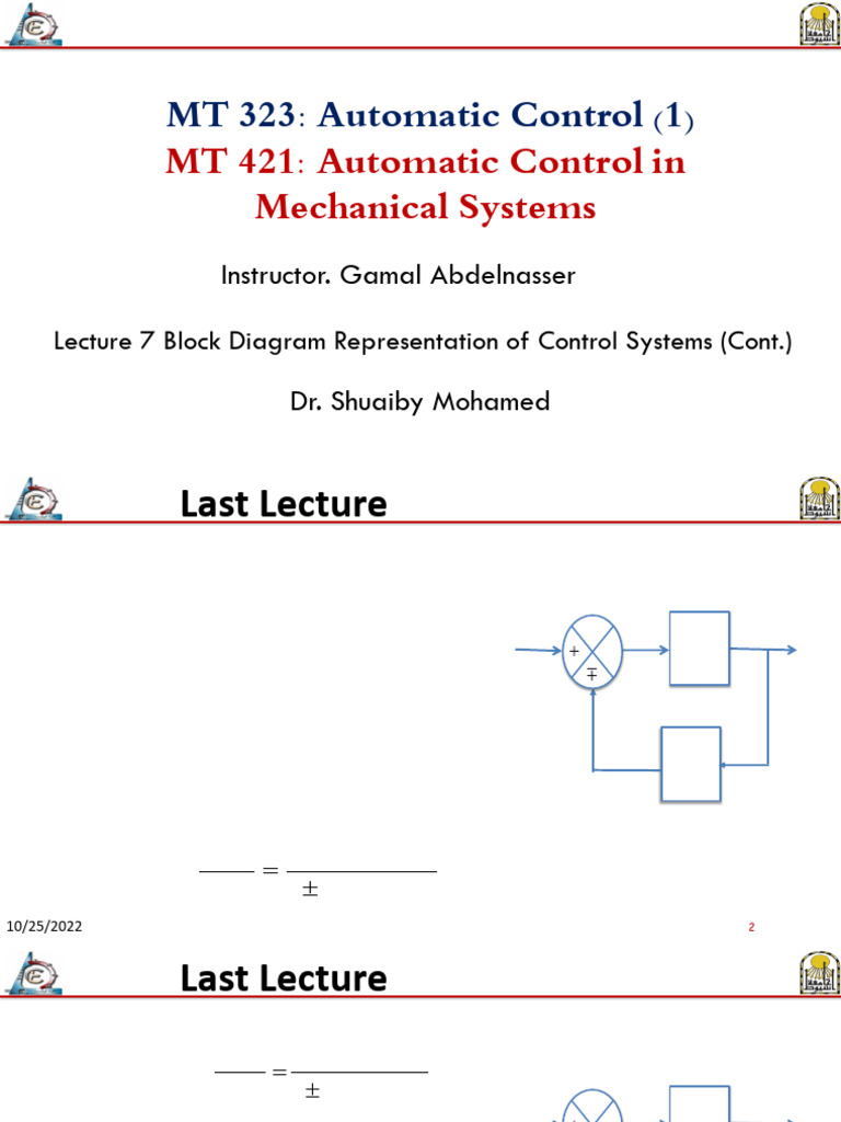 Lec_07_Block Diagram Representation of Control Systems (Cont.) | PDF | Applied Mathematics ...