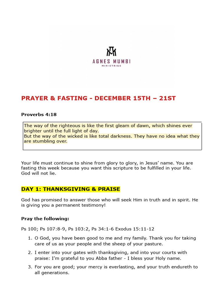 December Fasting Prayer Points | PDF | Jesus | Prayer