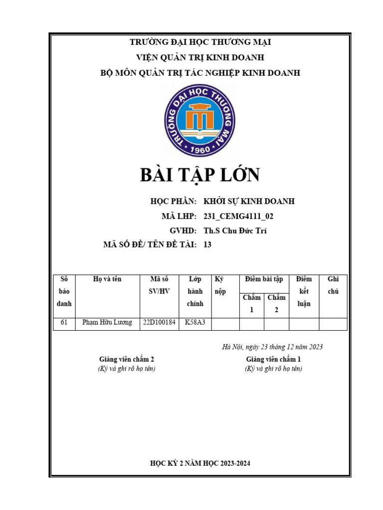 Bản in Chuẩn BTL1 | PDF