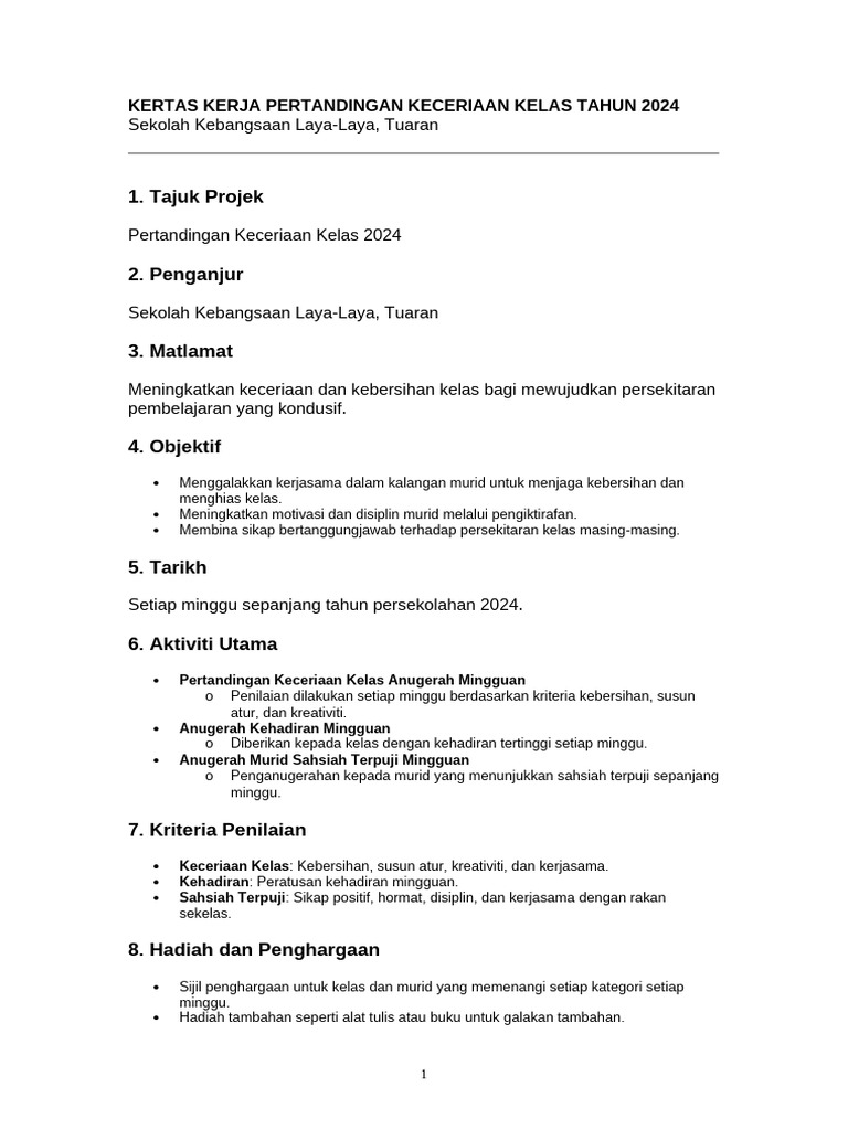Kertas Kerja Keceriaan 2024 | PDF