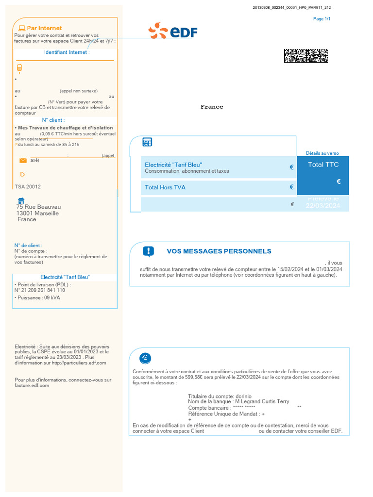 Gestion de vos factures EDF en ligne | PDF | Facture