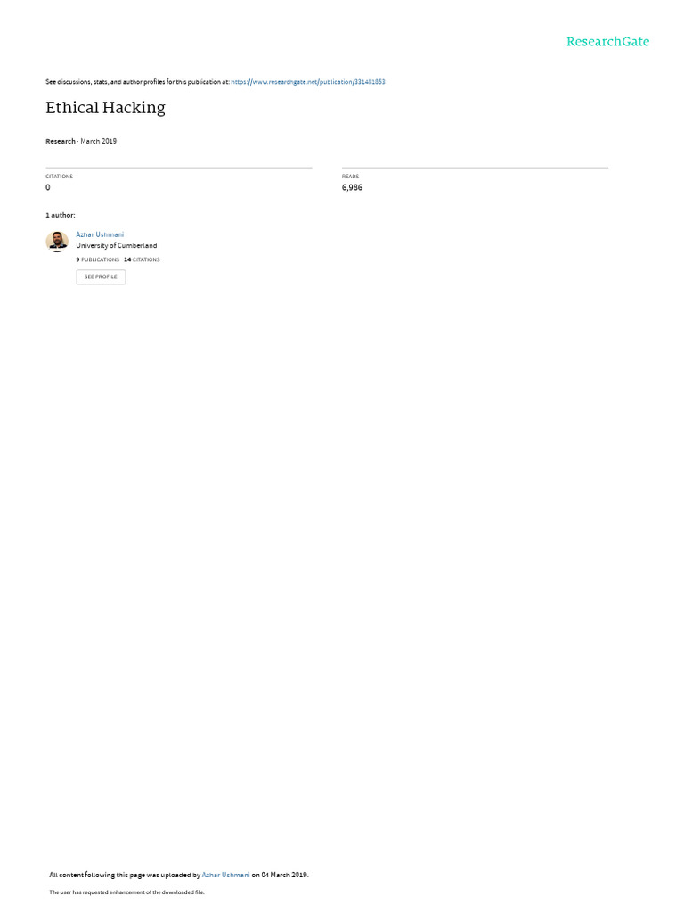 Ethicalhacking Pdf Security Hacker White Hat Computer Security
