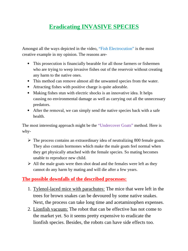 Eradicating INVASIVE SPECIES | PDF
