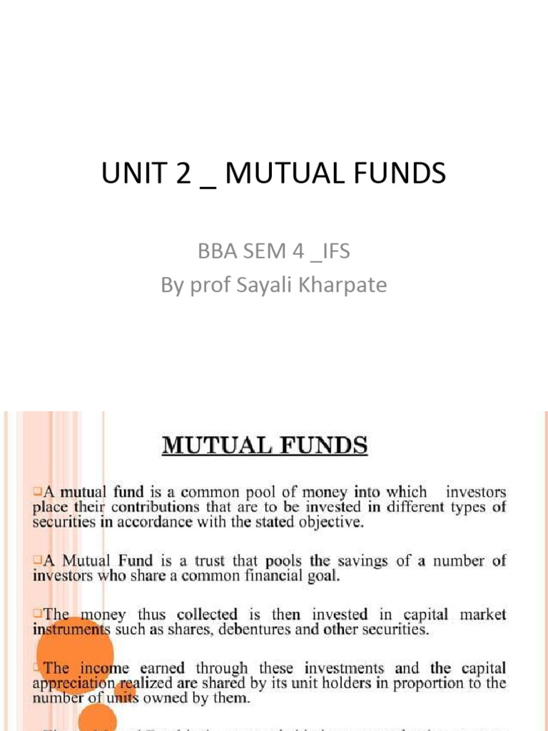 UNIT 2 - Mutual Funds - IFS | PDF