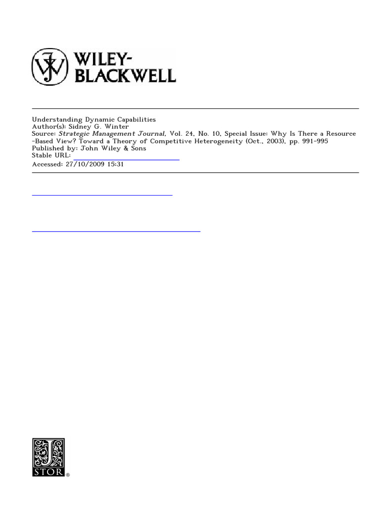 Understanding Dynamic Capabilities | PDF | Derivative