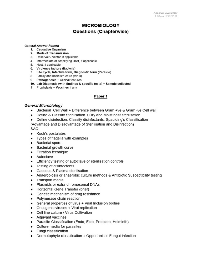 Microbiology & Immunology Study Guide | PDF | Infection | Virus