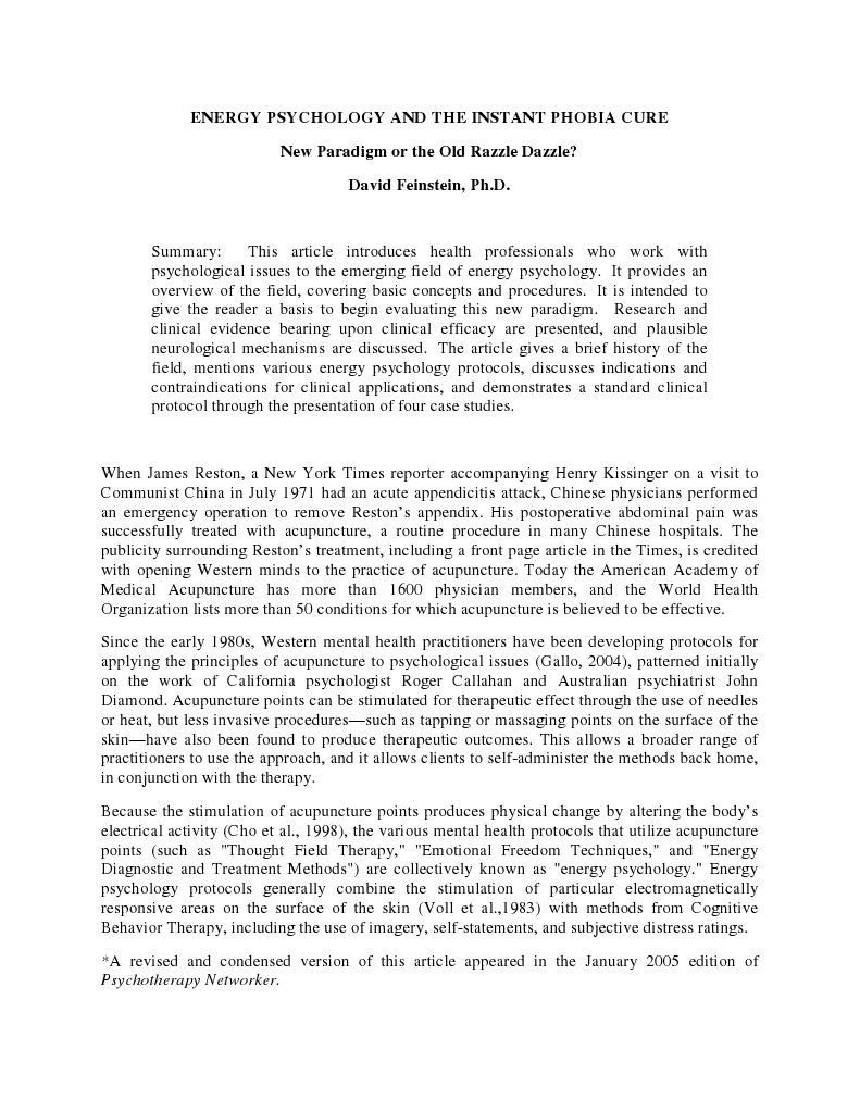 Energy Psychology | PDF | Psychotherapy | Mental Disorder