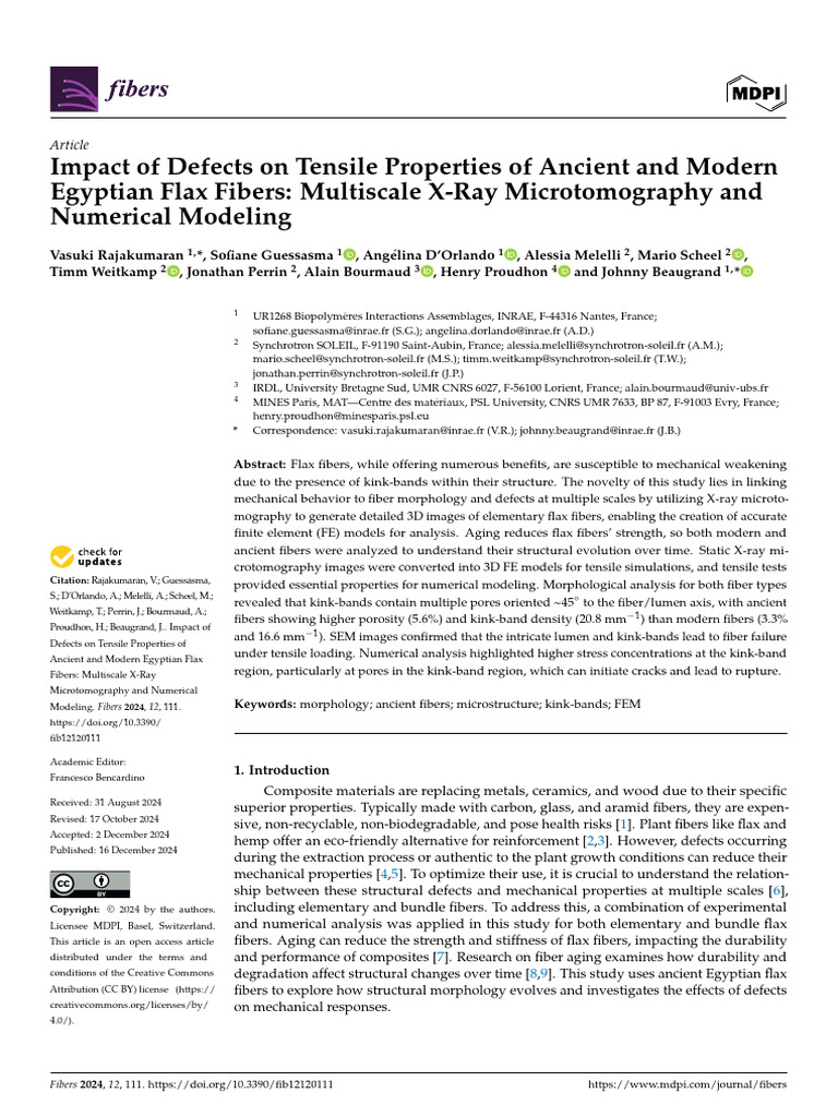 Impact of Defects On Tensile Properties of Ancient | PDF | Cell Wall ...
