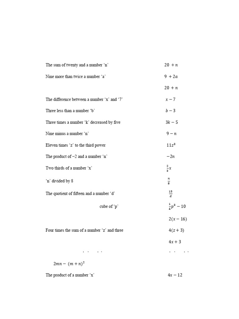 Algebraic Expressions (Ans) | PDF | Numbers | Algebraic Structures