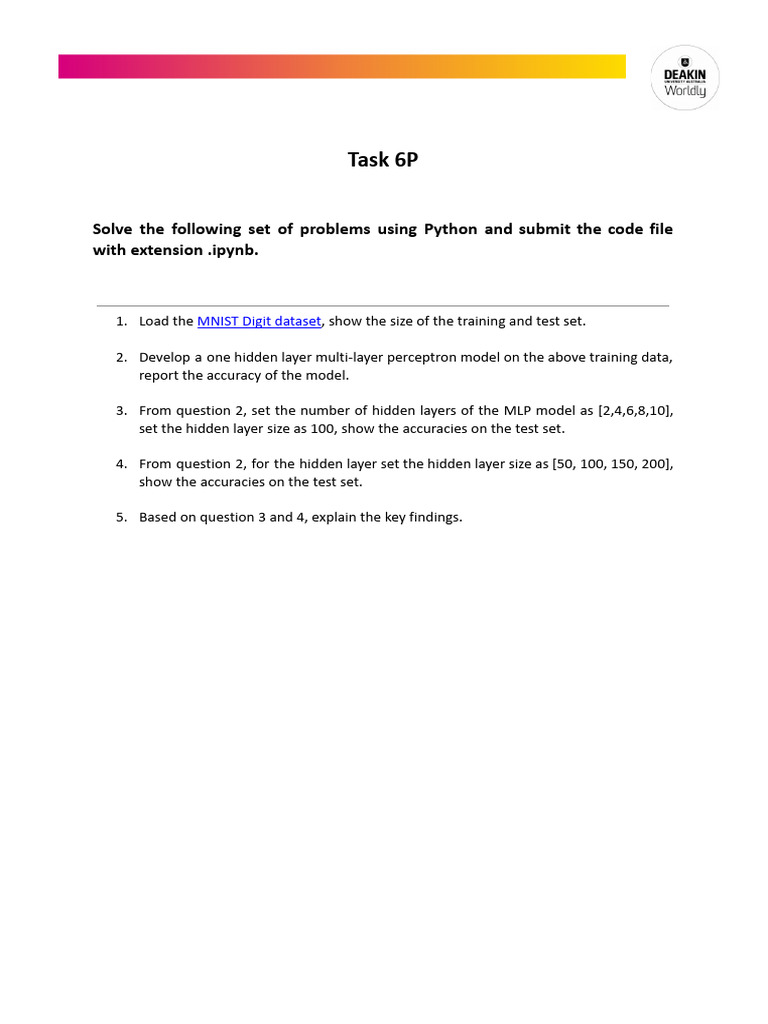Python MLP Model for MNIST Dataset | PDF