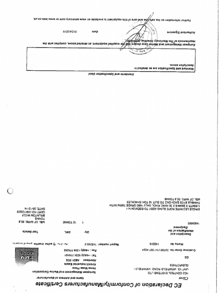 EMM EC Declaration Certificate | PDF
