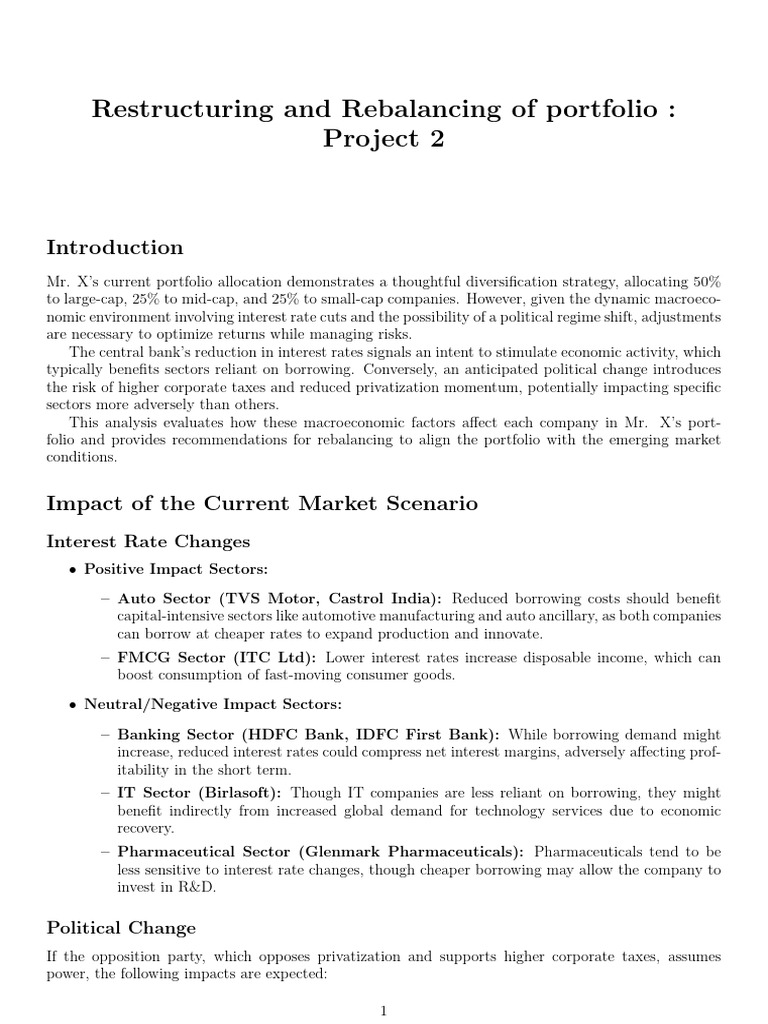 Restructuring and Rebalancing of Portfolio | PDF | Interest | Interest ...