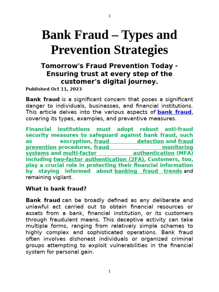 Types and Strategies to Prevent Bank Fraud | PDF | Fraud | Property Crimes