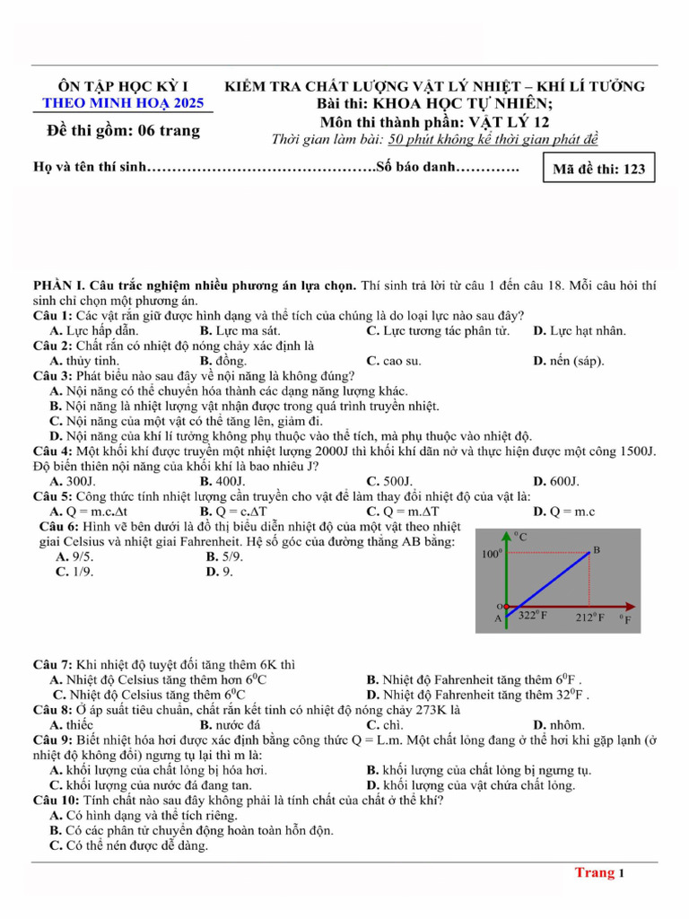 De On Tap Hoc Ky 1 Theo Minh Hoa 2025 de So 01-1 | PDF