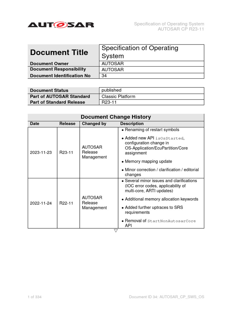 Autosar Cp Sws Os Pdf Specification Technical Standard Operating System