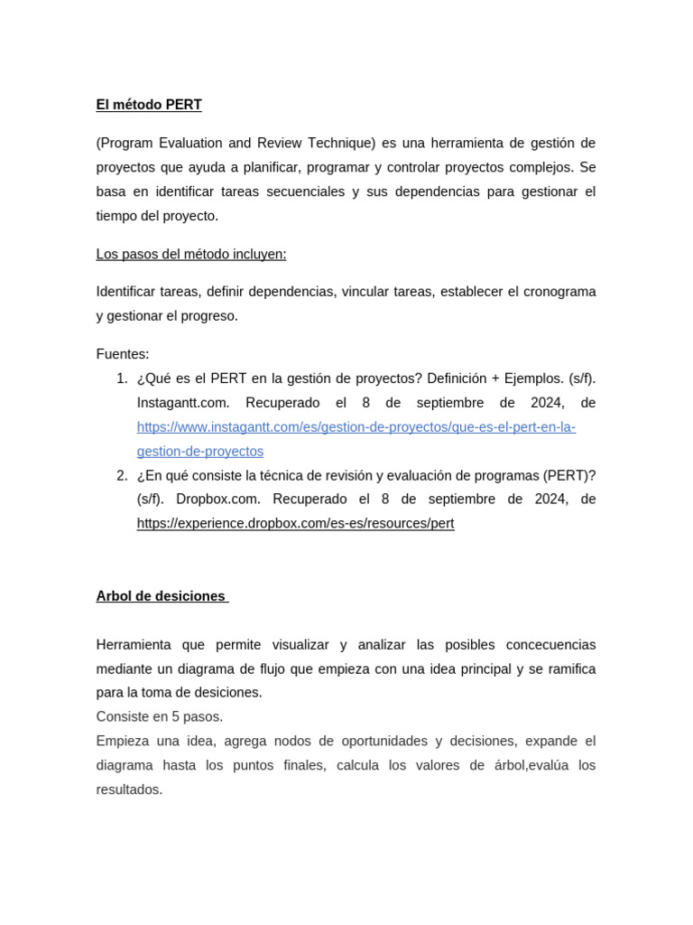 Método PERT y Árbol de Decisiones | PDF