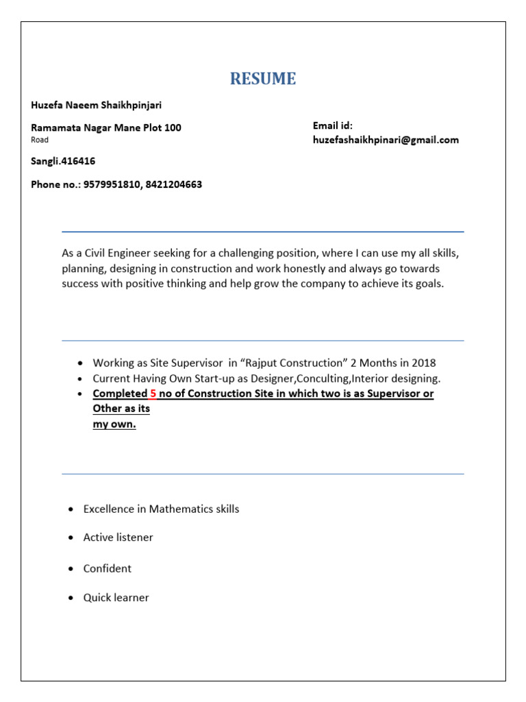 huzefa resume | PDF