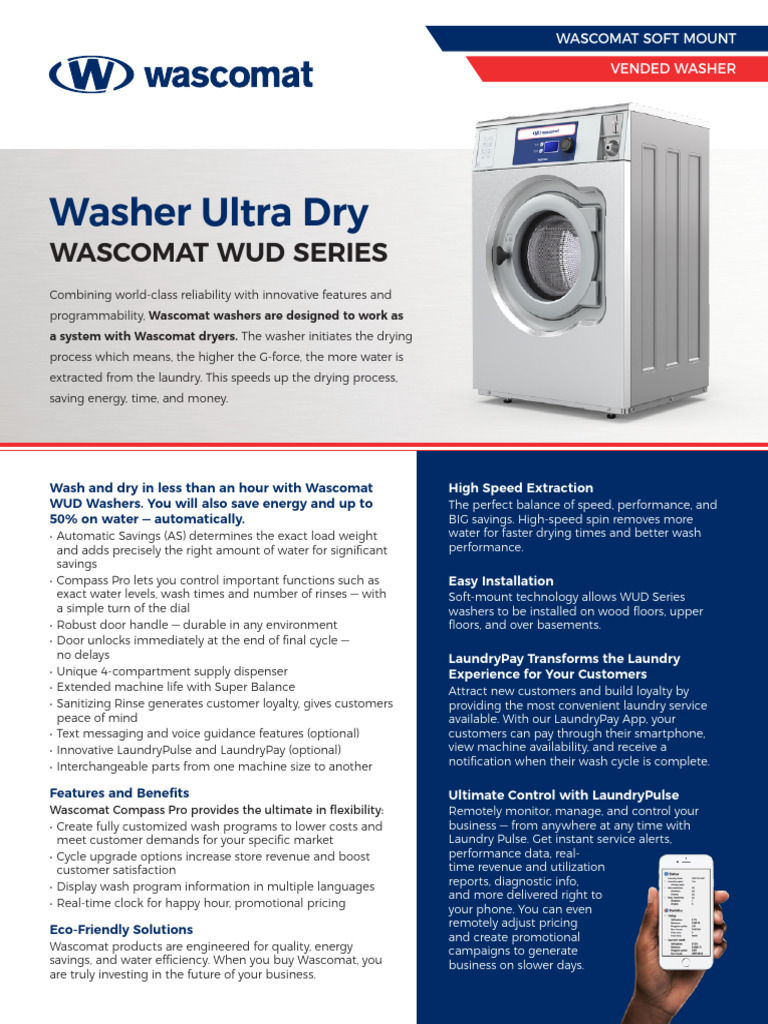 Spec - Sheet Wascomat Coin Washer 350G | PDF | Washing Machine ...