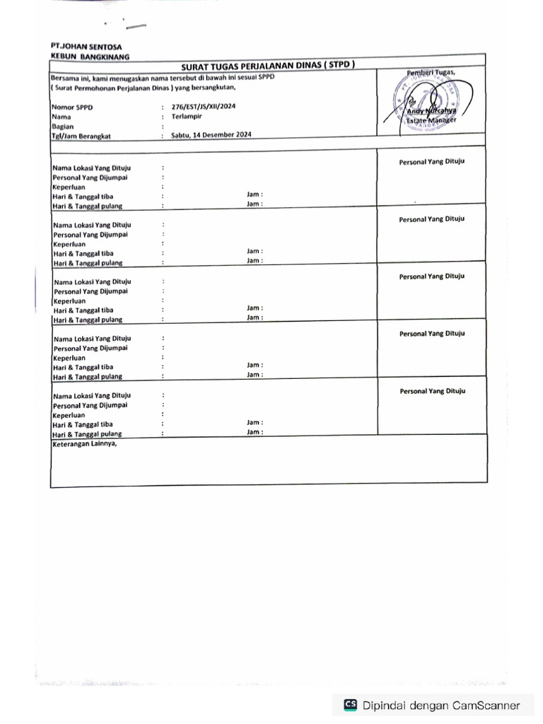 STPD Dan Nama Kary Yg Berangkat Ke JKT | PDF