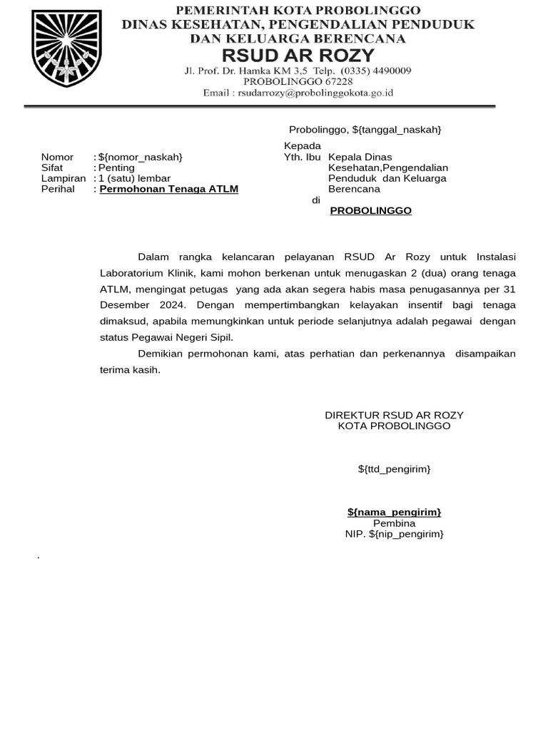 Surat Usulan ATLM | PDF