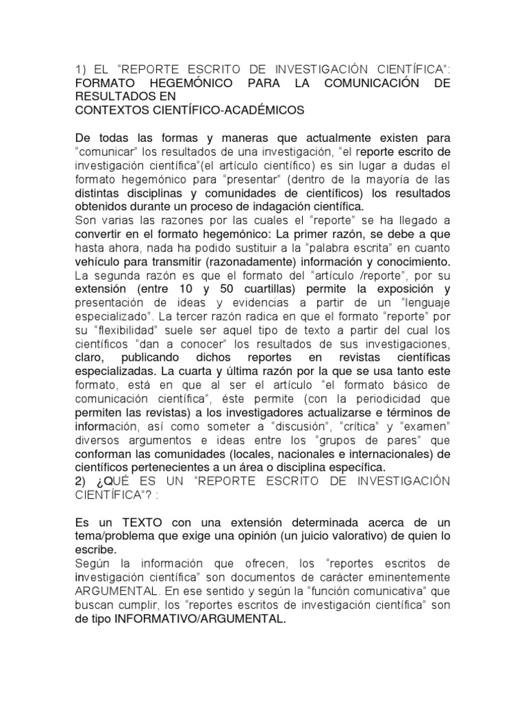 Cómo elaborar un reporte científico | PDF | Comillas | Método científico
