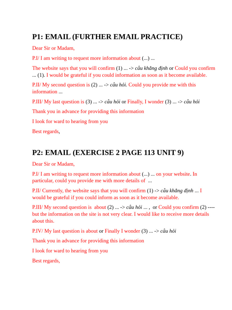 MẪU EMAIL REVIEW AV2 TA2 | PDF