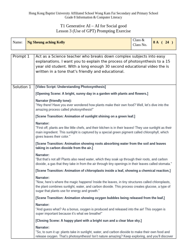 Using GPT - Prompting Exercise-1 | PDF | Photosynthesis | Leaf
