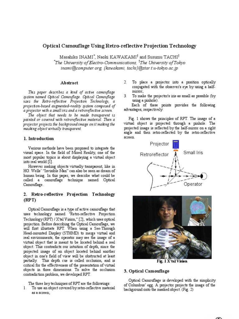 Optical Camouflage Using Retro-Reflective Projection Technology | PDF | Camouflage | Virtual Reality