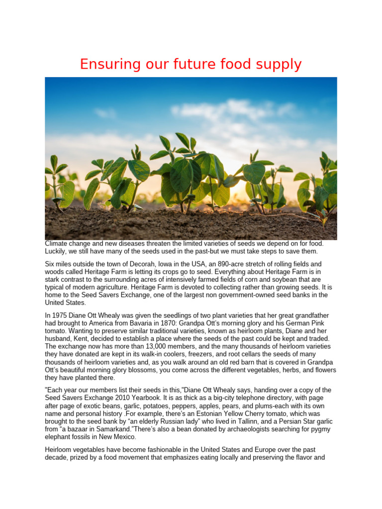 Preserving Heirloom Seeds for Future Food | PDF | Heirloom Plant