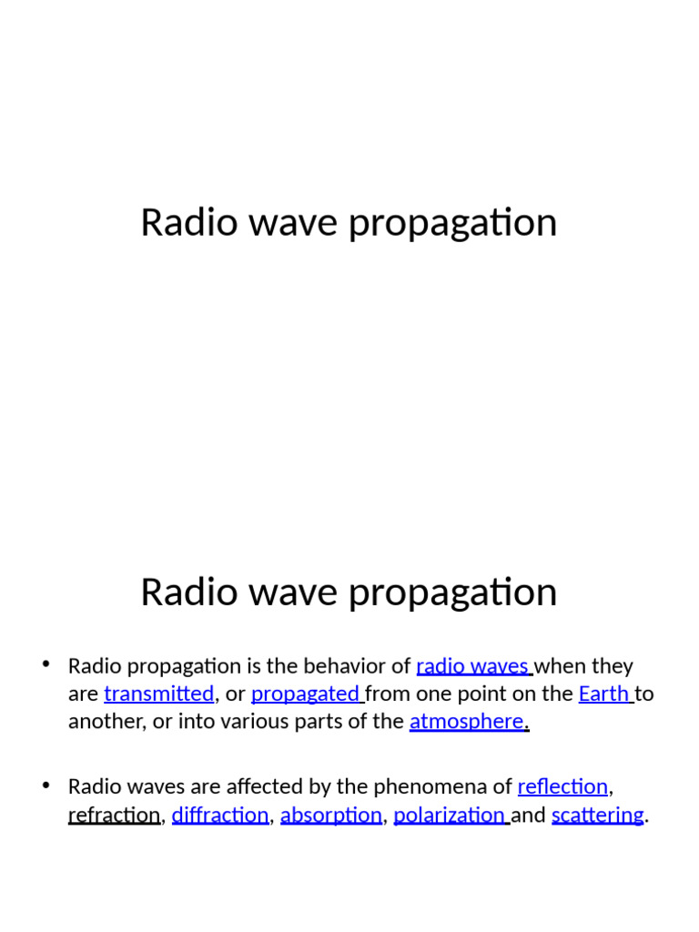 Radio Wave Propagation | PDF | Ionosphere | Radio Propagation