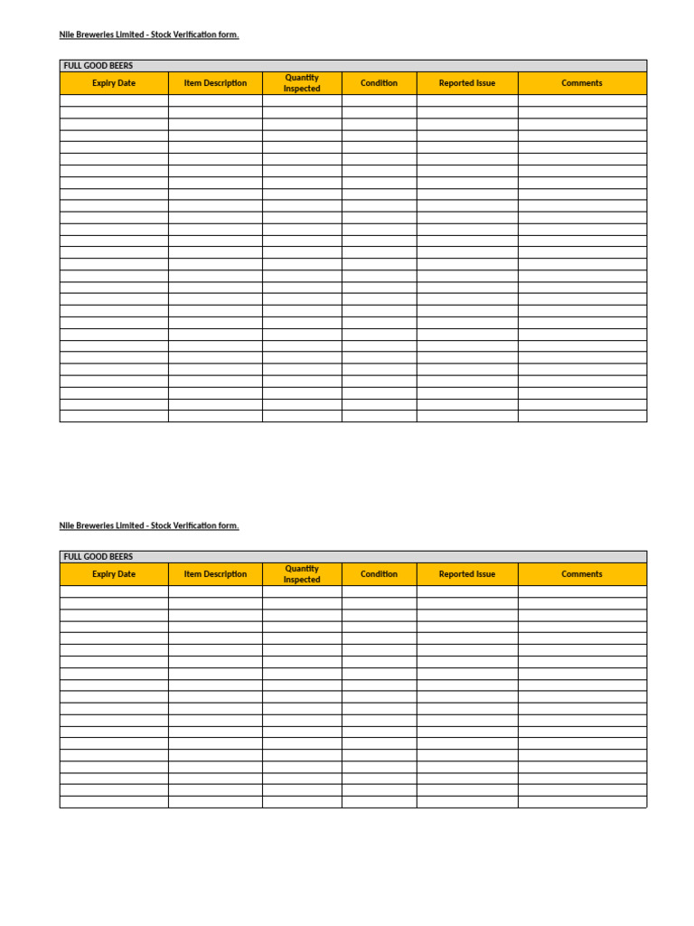 NBL Stock count verification form | PDF