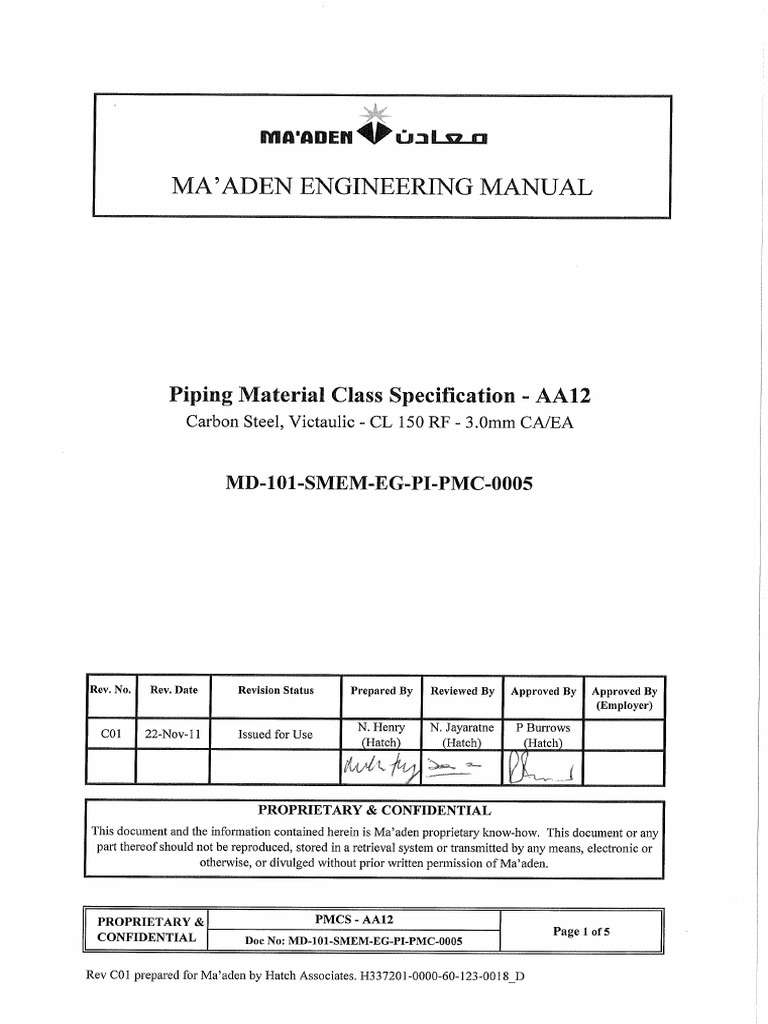 Piping Material Class Specification Guide | PDF | Gas Technologies ...